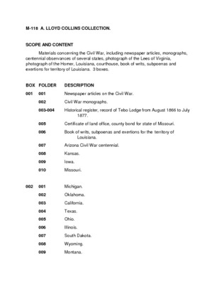 "A. Lloyd Collins Collection" by University Archives and Special ...